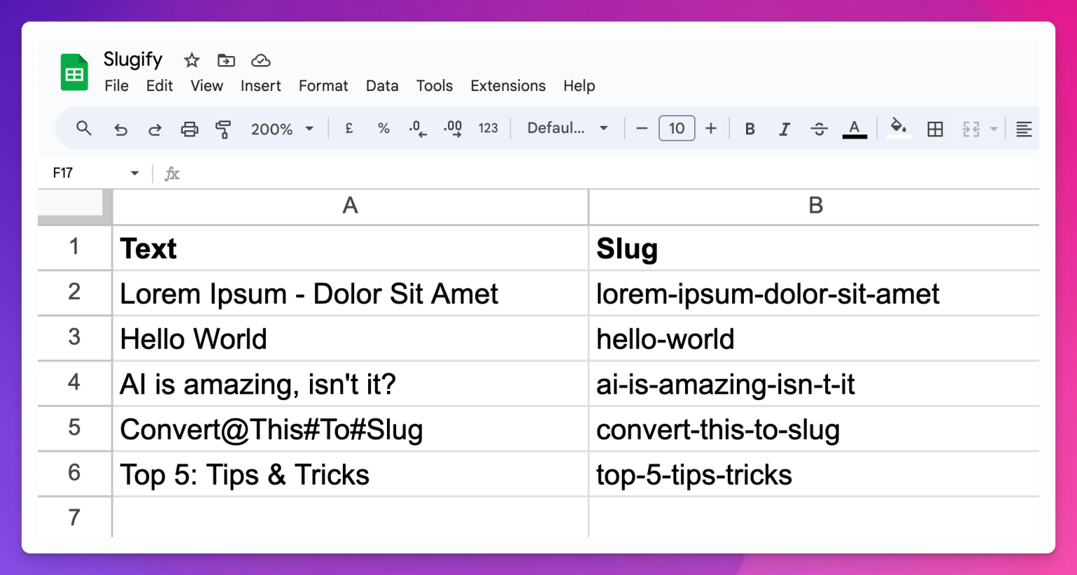 How to Slugify Text in Google Sheets for pSEO